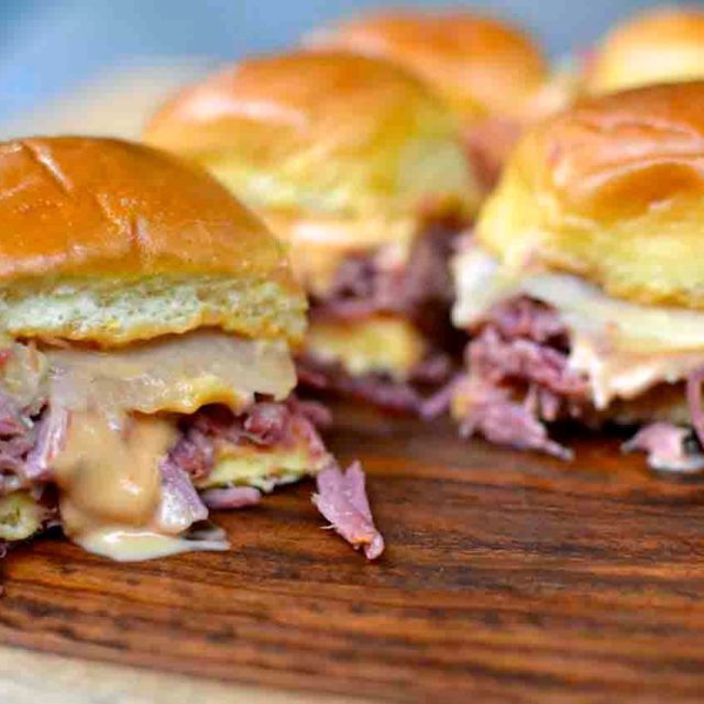 Slow Cooker Corned Beef Reuben Sliders - A Southern Soul