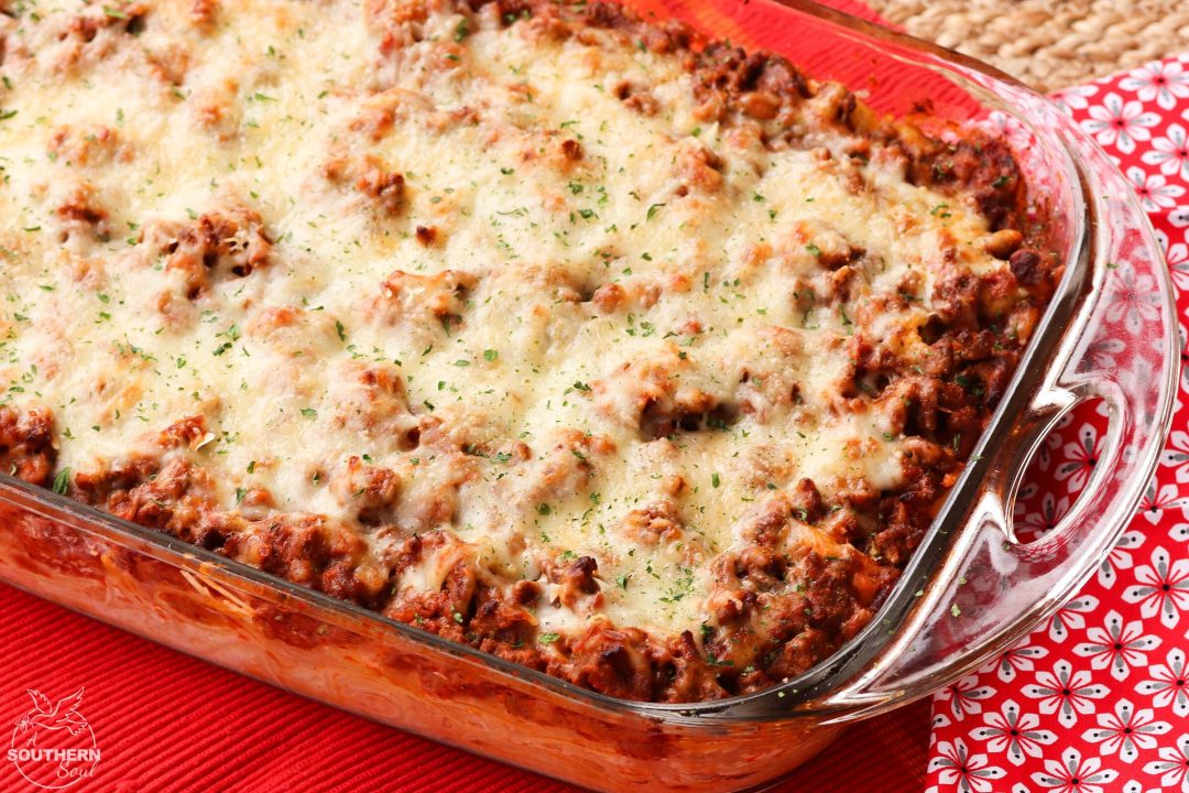 Easy Baked Spaghetti - A Southern Soul