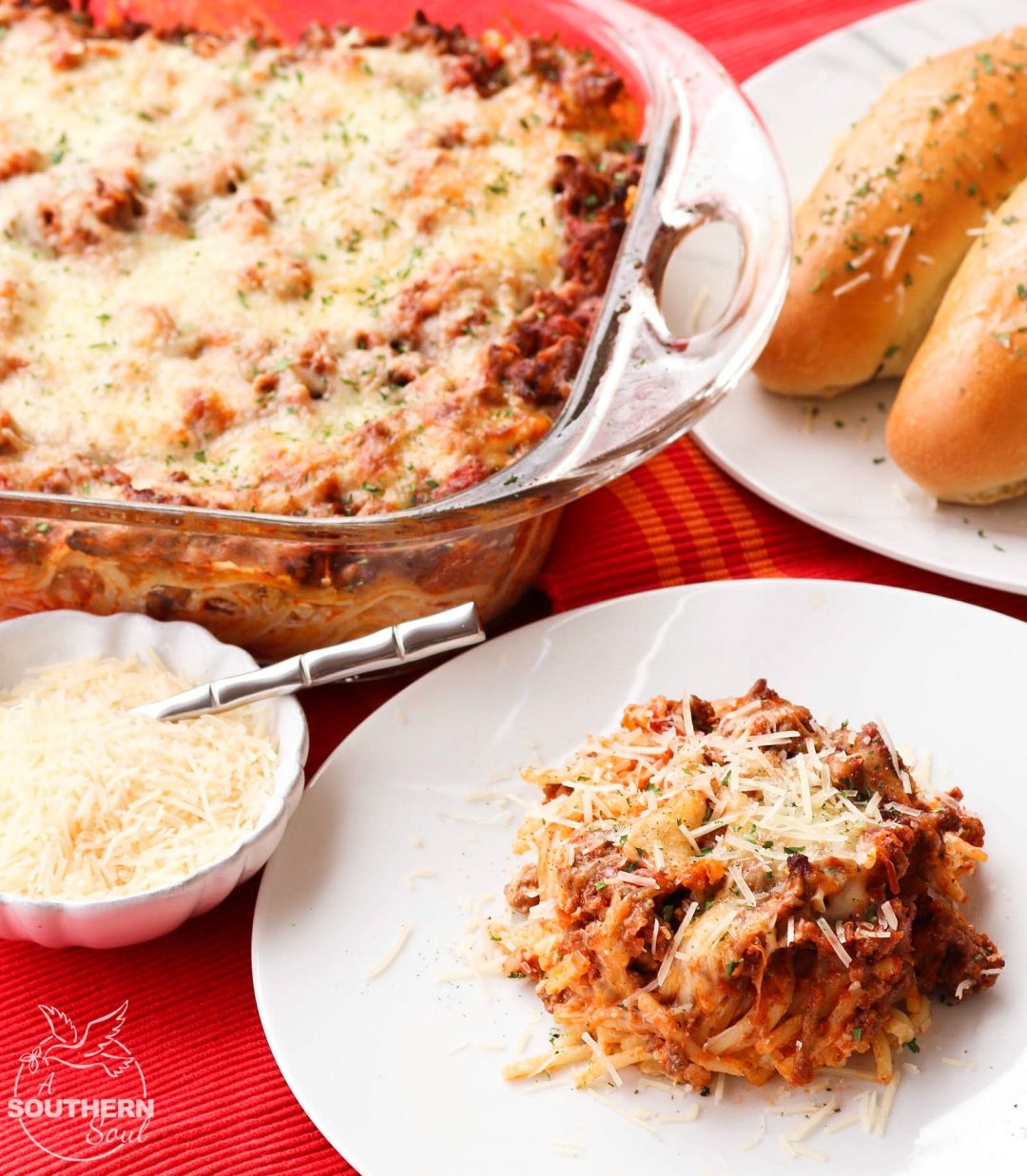 Easy Baked Spaghetti - A Southern Soul