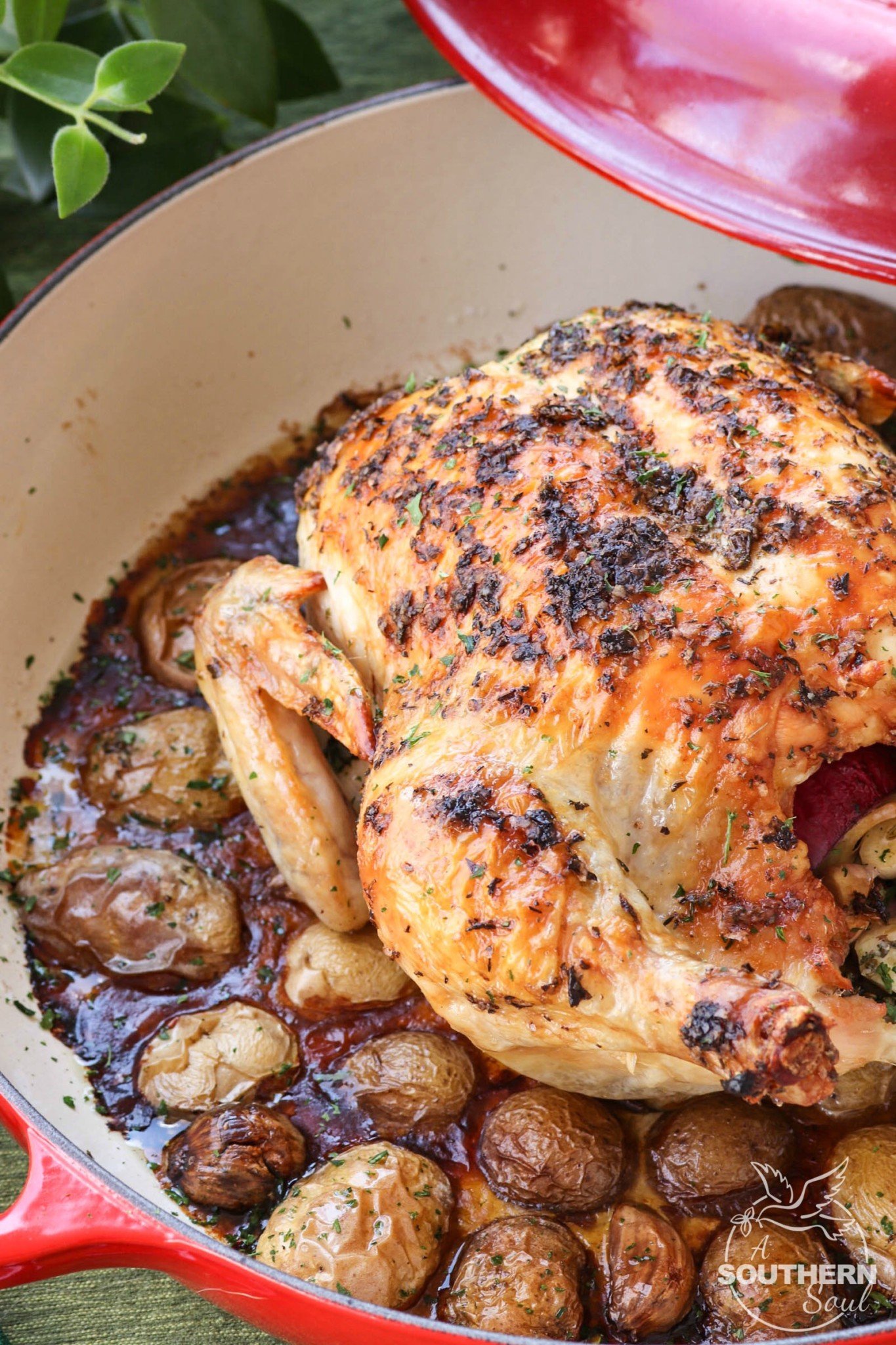 Herb Butter Roast Chicken with Potatoes