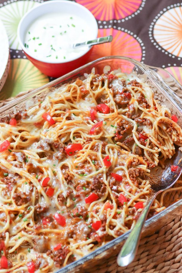 Easy Taco Spaghetti Casserole