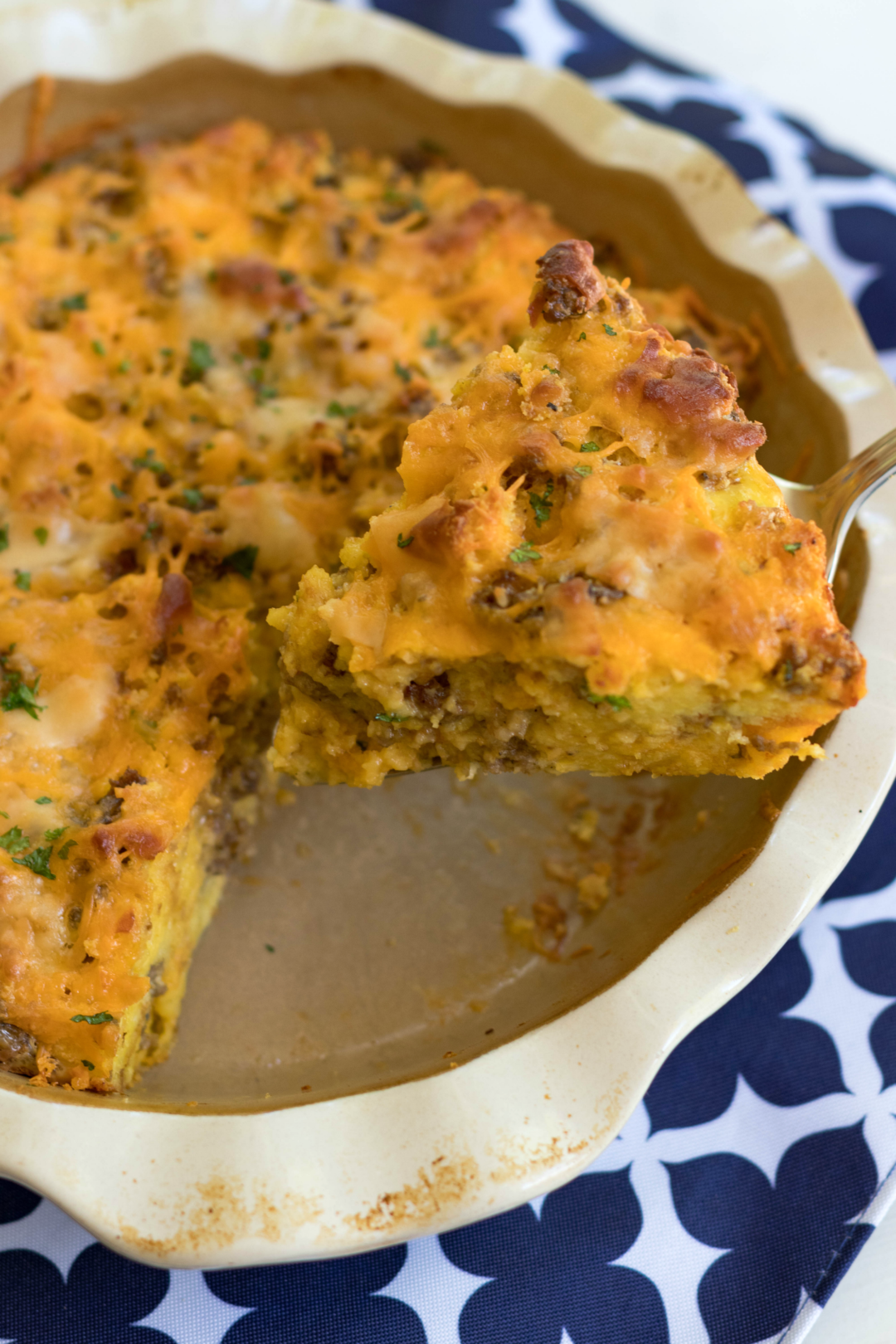 Sausage Cheese Cornbread Quiche - A Southern Soul