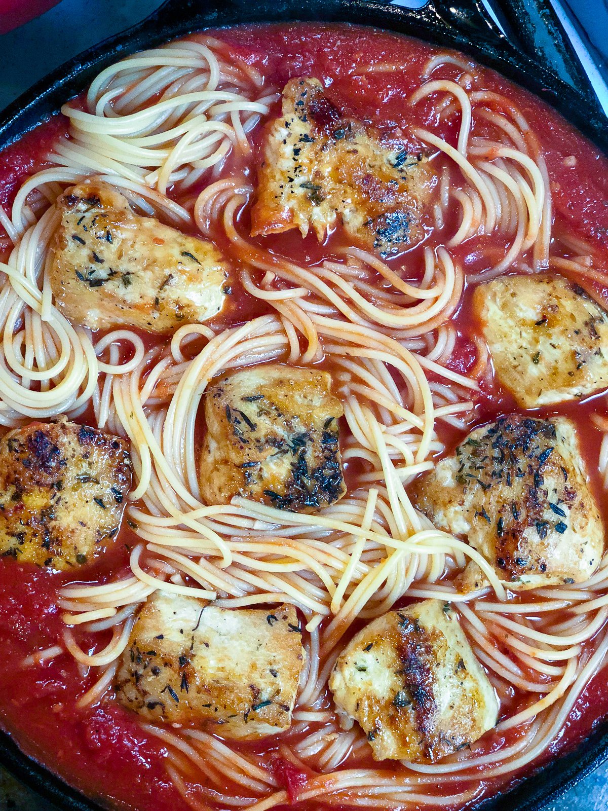 Skillet Chicken Spaghetti