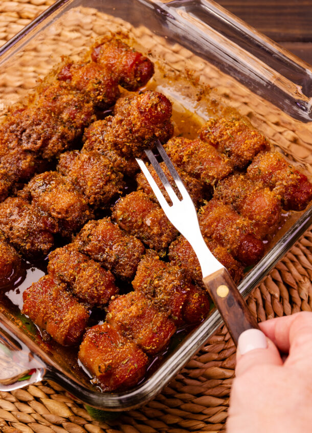 Sweet And Spicy Bacon Wrapped Little Smokies
