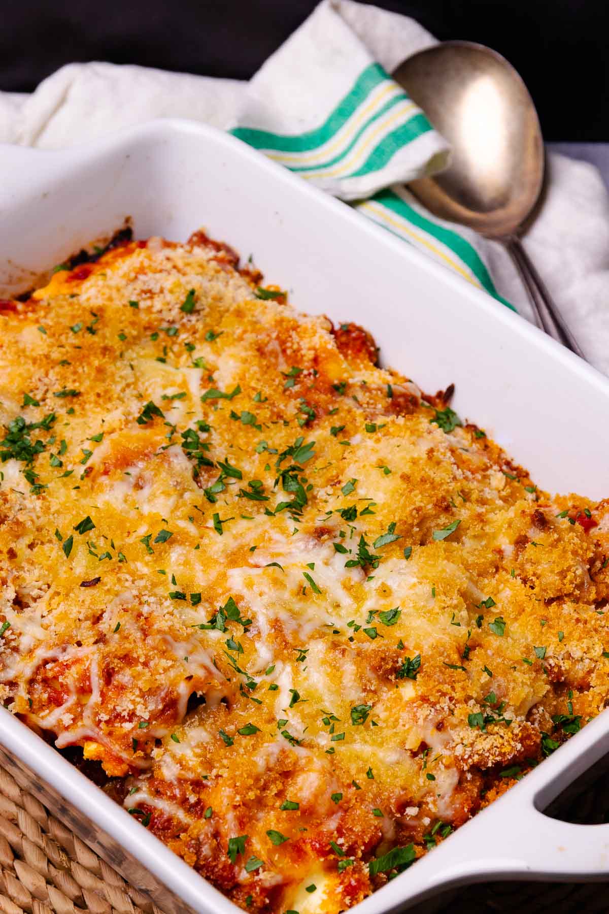 Cheesy Italian Sausage Ravioli Bake