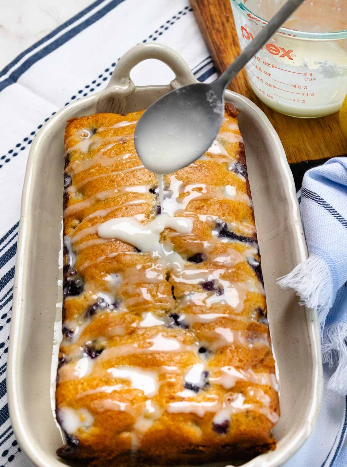 Fluffy Blueberry Bread With Lemon Glaze Recipe