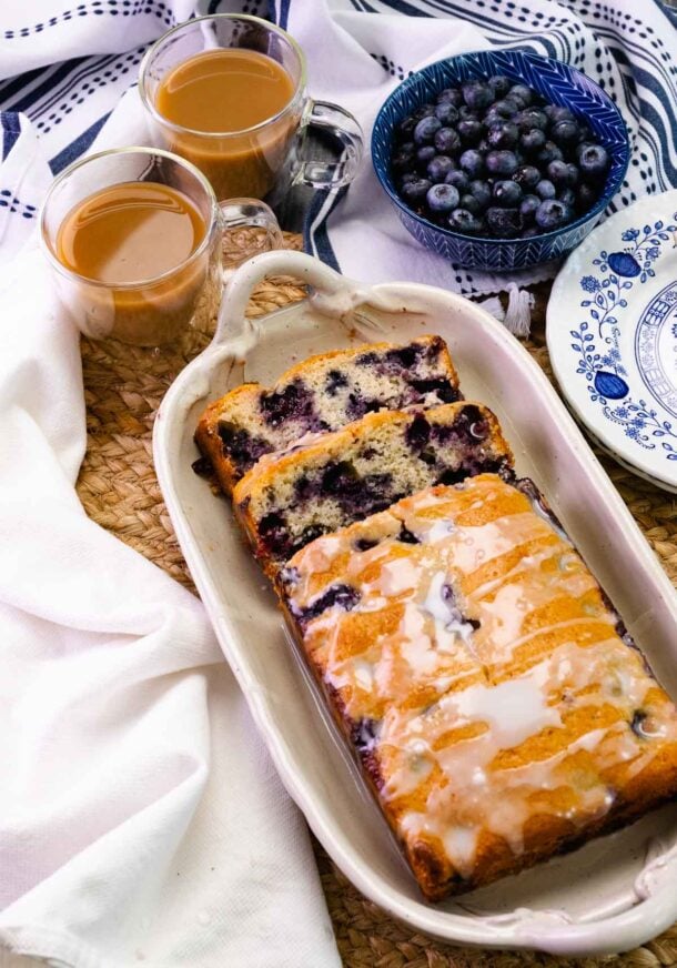 Fluffy Blueberry Bread With Lemon Glaze Recipe