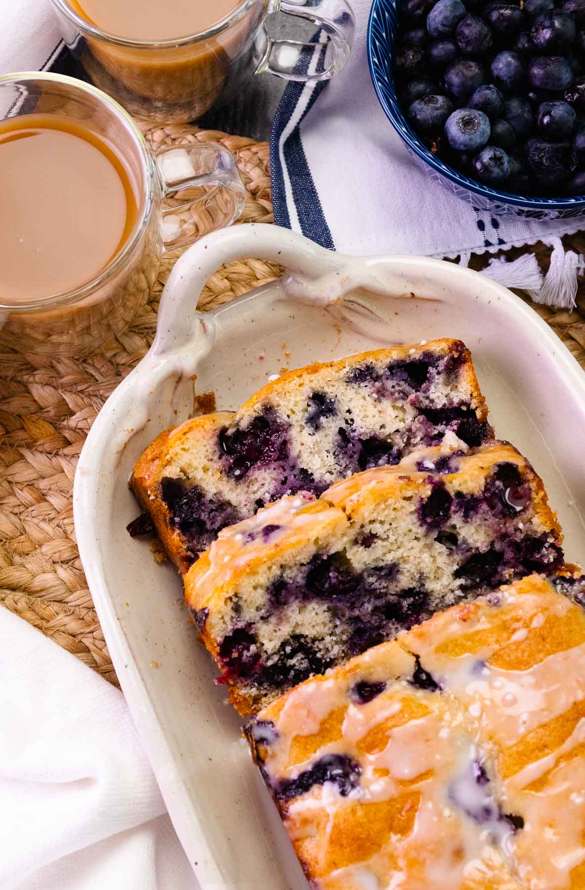 Fluffy Blueberry Bread With Lemon Glaze Recipe
