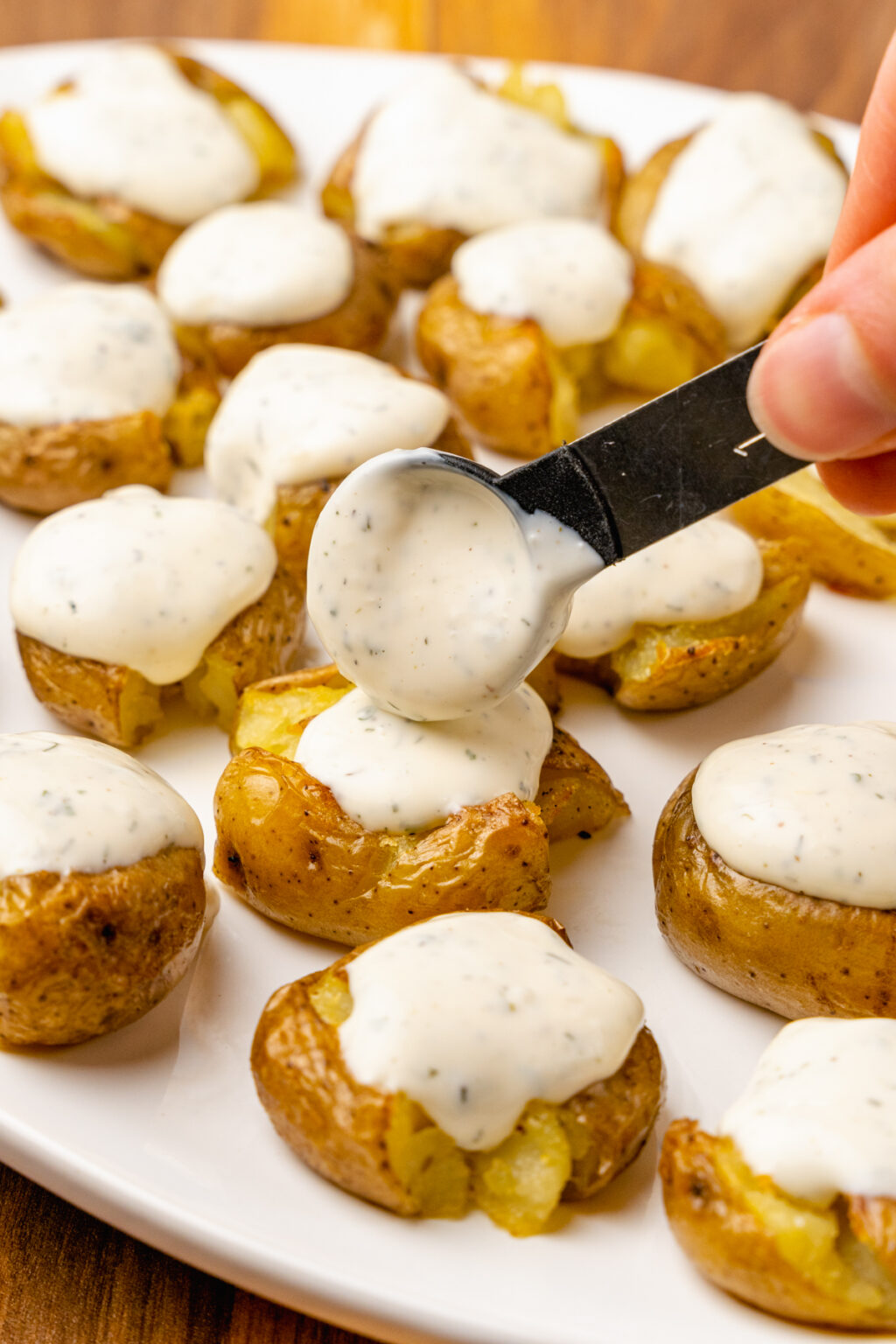 Crushed Potatoes with Ranch Dressing