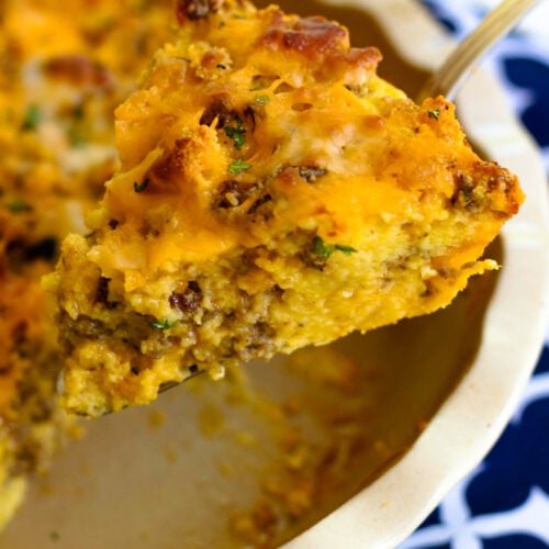 Fluffy Sausage Cheese Cornbread Quiche Recipe