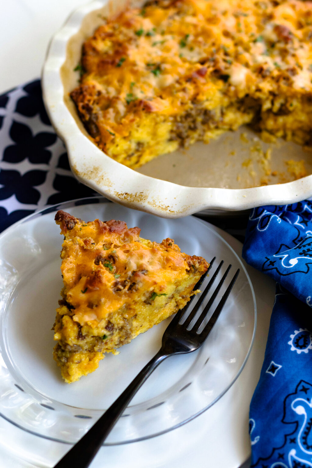 Sausage Cheese Cornbread Quiche